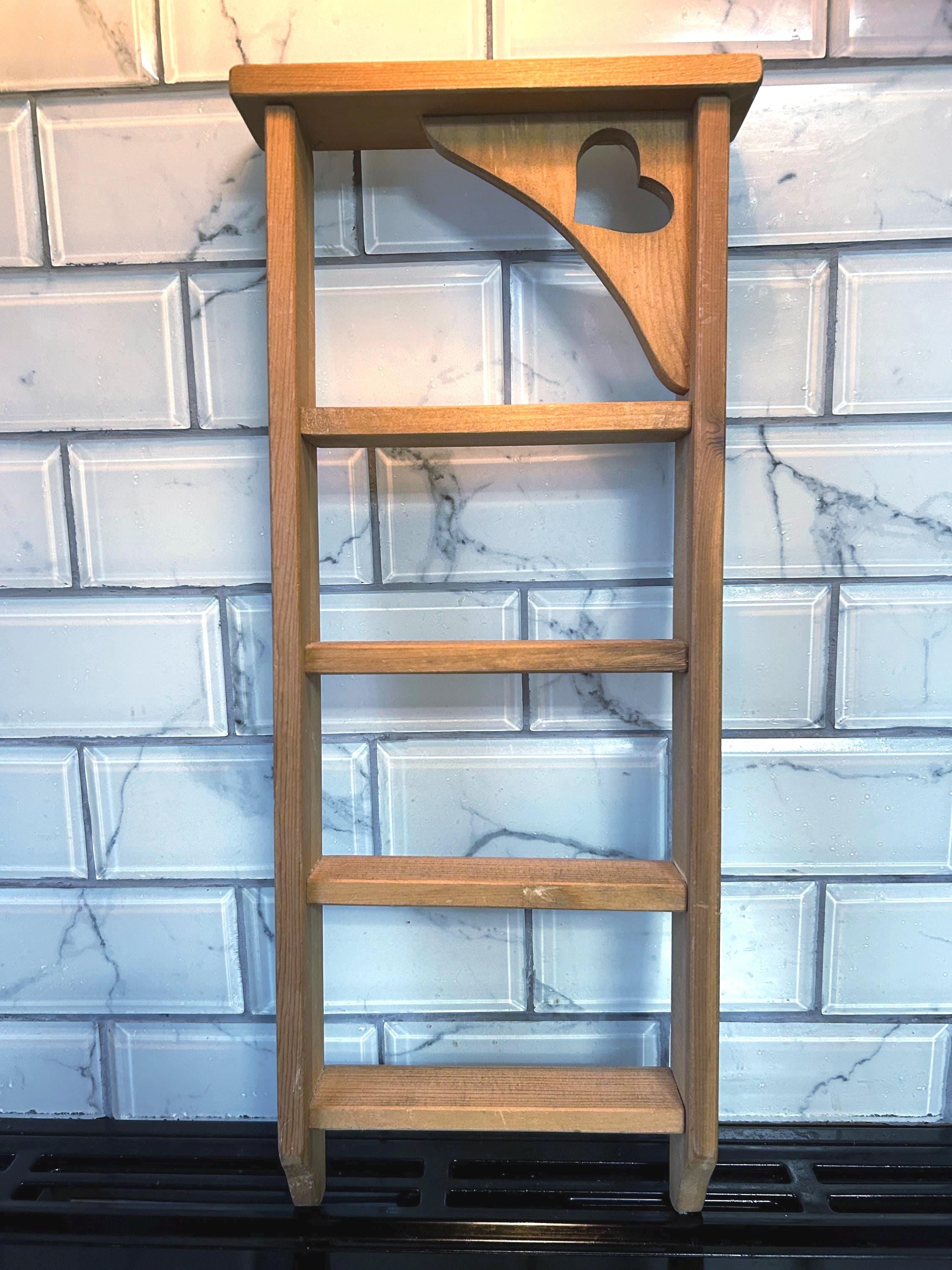 Vintage Solid Wood Ladder Wall Hanging Shelve W/ Heart Cut Out ~ 19.34 ...