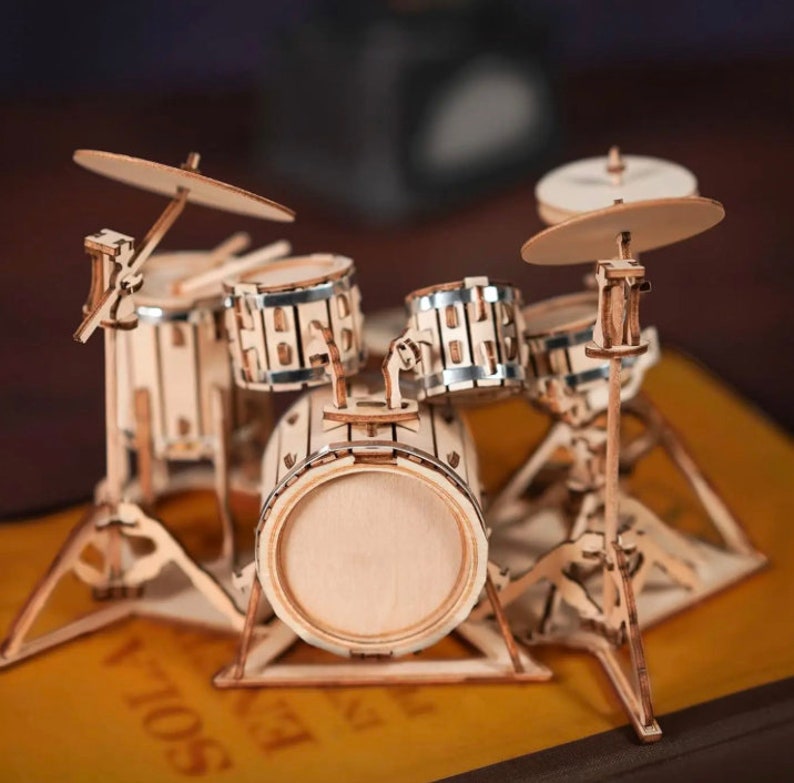 Magical DIY 3D Wooden Drum Kit Puzzle, No Glue Needed, Self-playing ...