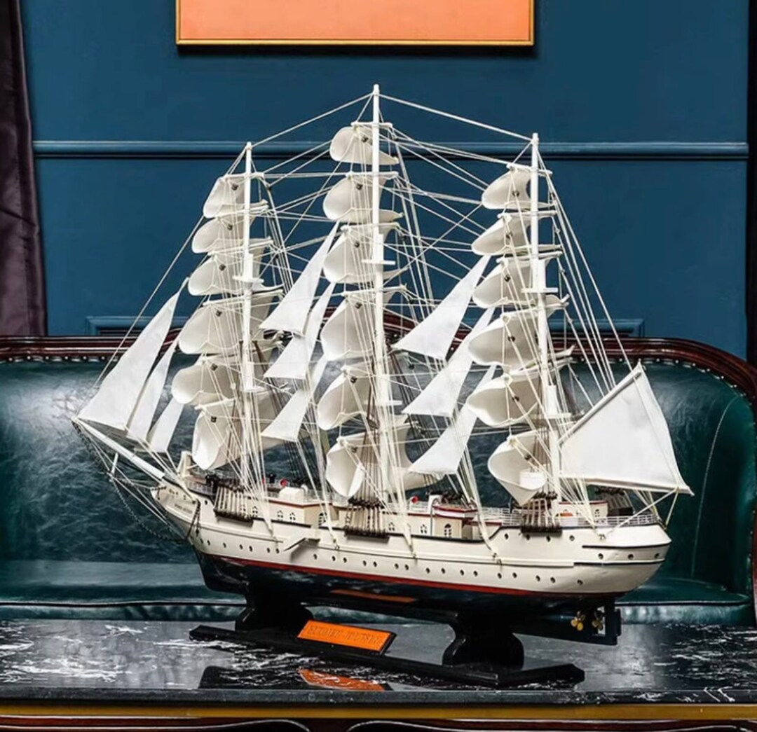 Elegant White Swan Model Ship Luxury Living Room Decor Wooden Sailing ...