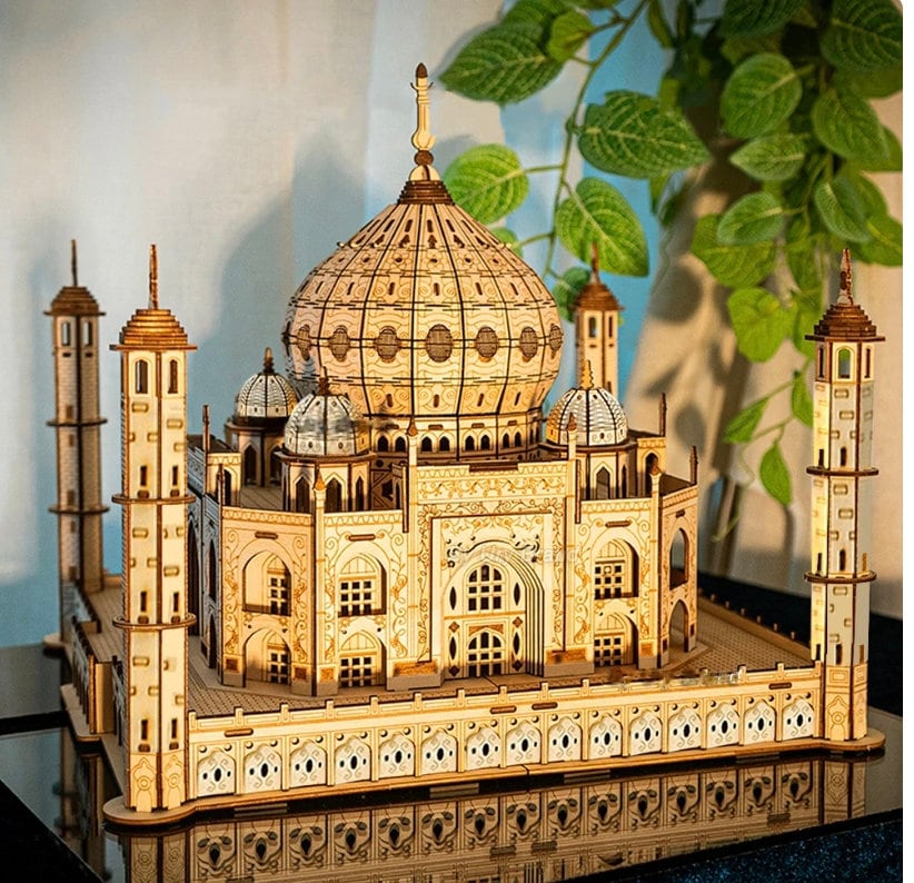 Majestic Taj Mahal 3D Model Kit Illuminated Architectural Masterpiece DIY 3D Wooden Model gift ...