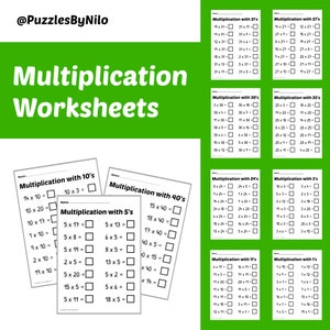Math Worksheets - Instant Download - Printable - Multiplication ...