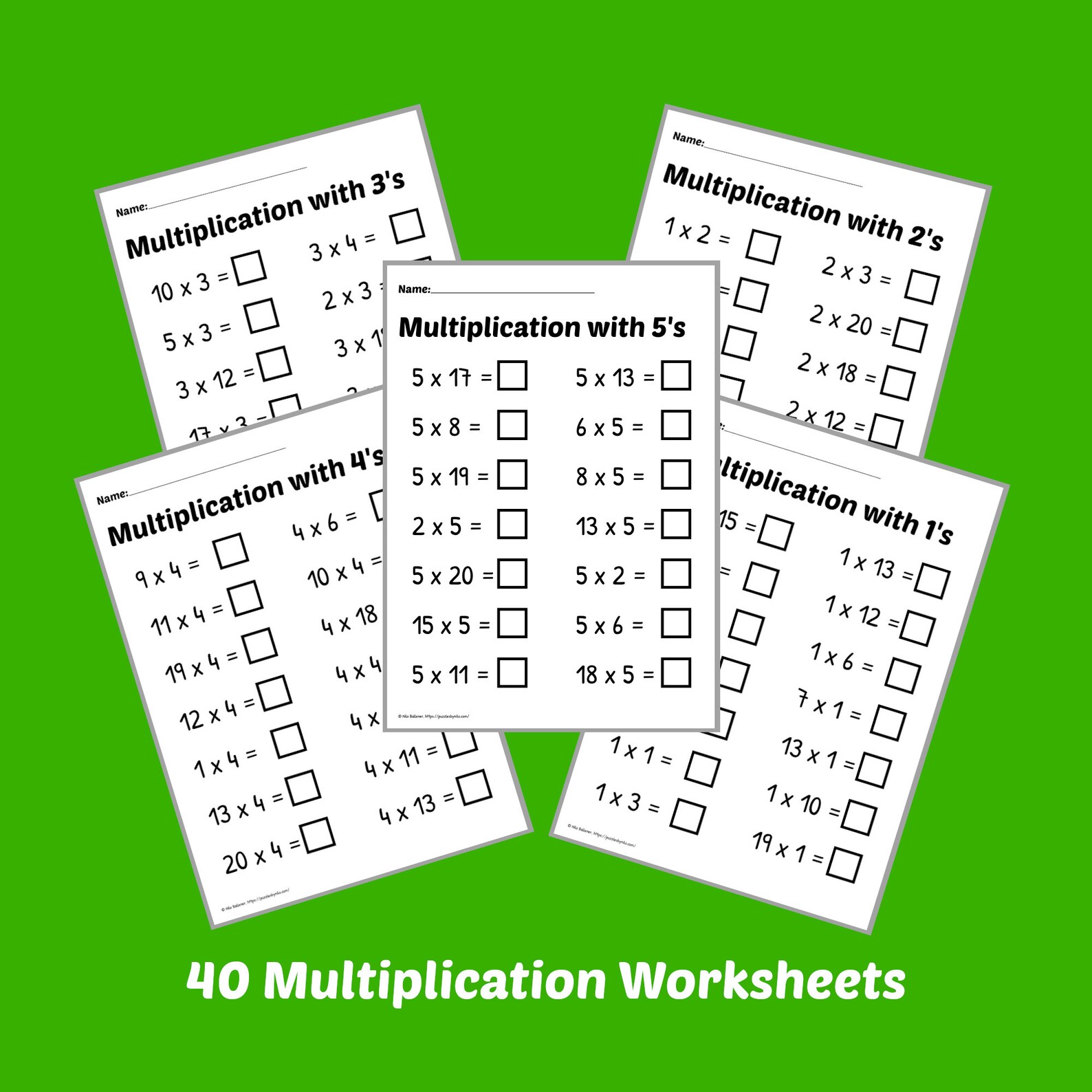 Math Worksheets - Instant Download - Printable - Multiplication ...