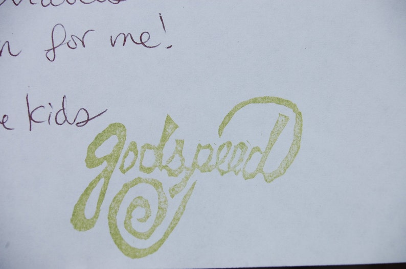 Godspeed Hand Carved Wood Mounted Rubber Stamp - Etsy