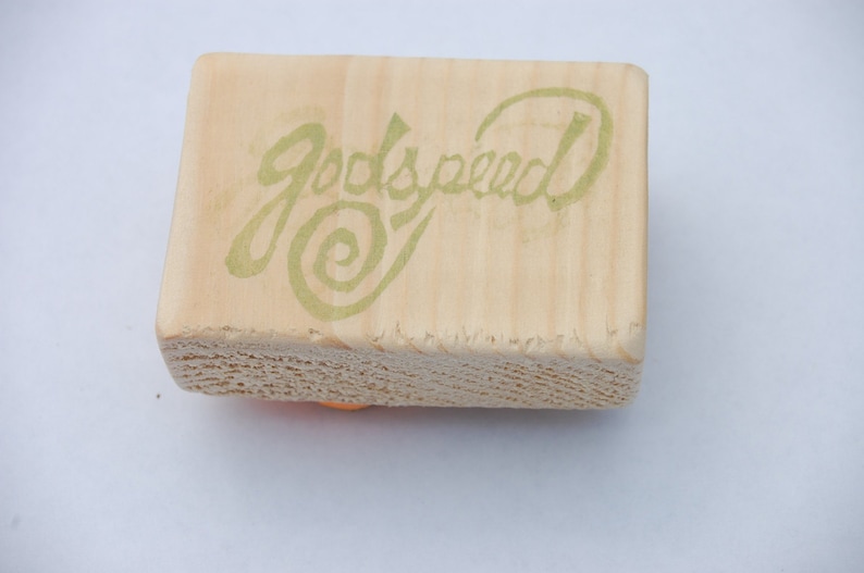 Godspeed Hand Carved Wood Mounted Rubber Stamp - Etsy