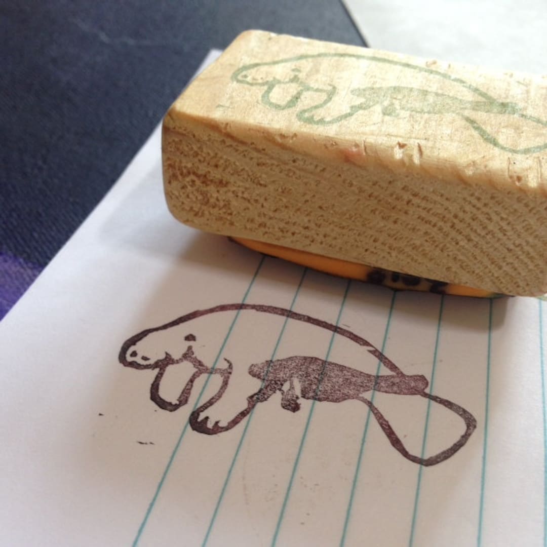 Manatee Mother and Baby Calf Hand Carved Stamp - Etsy