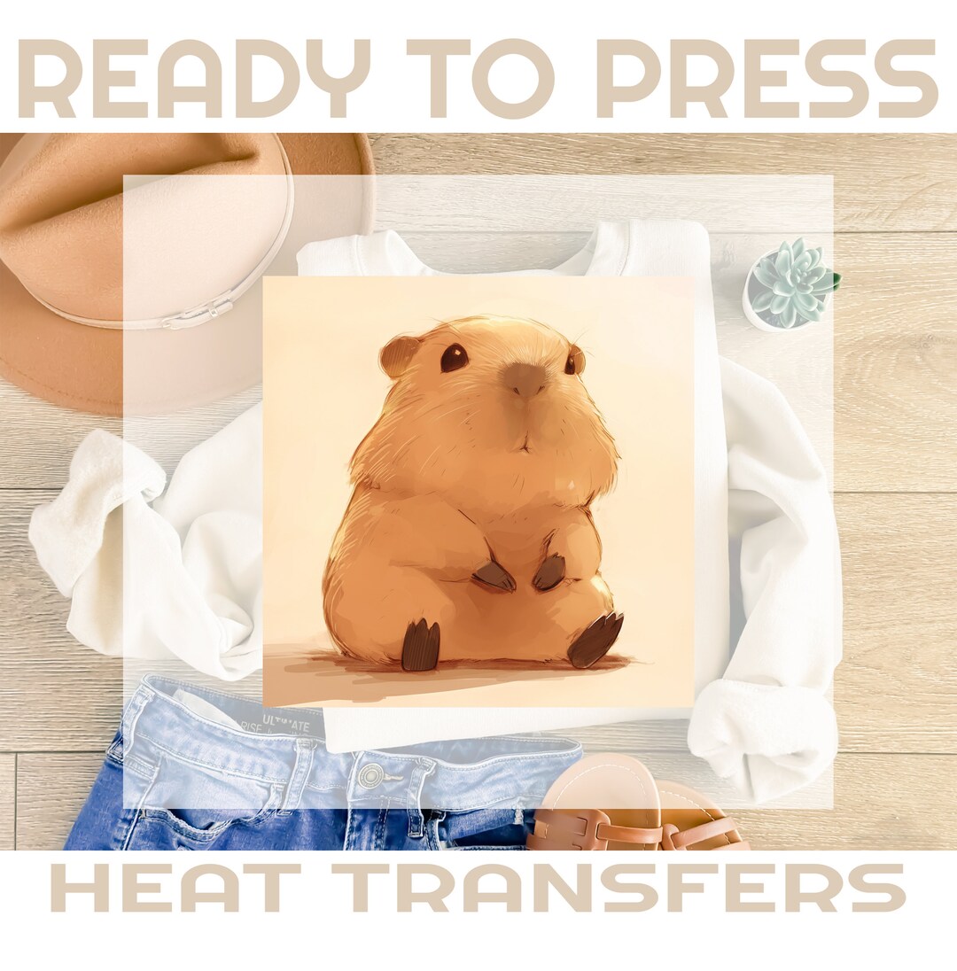 Cute Capybara DTF Transfer Ready to Press Transfers Tshirt Transfers ...