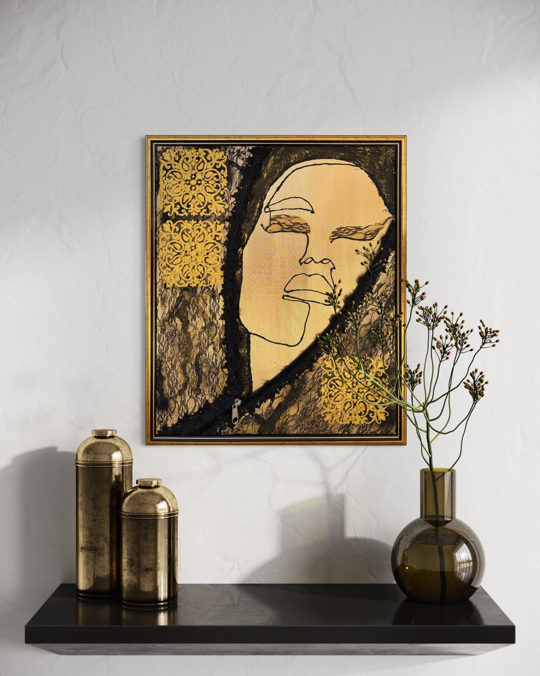 Original Mixed Media Line Art Painting woman Tribute to Women's ...