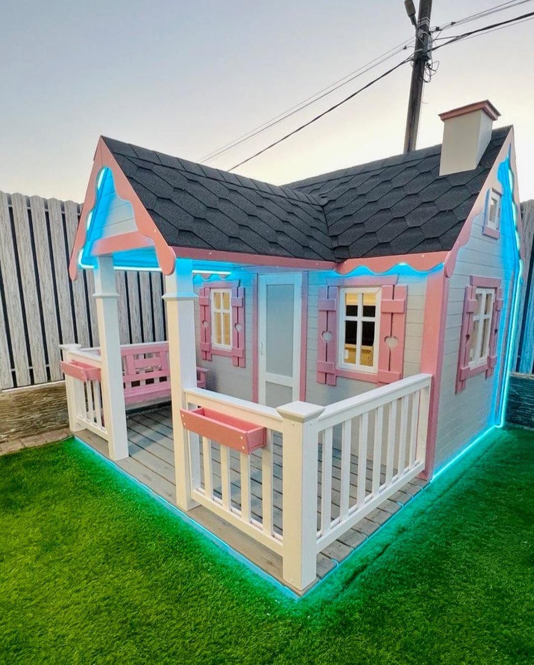 Two-story Wooden Kids Playhouse With Loft With Terrace for Outdoor Use ...