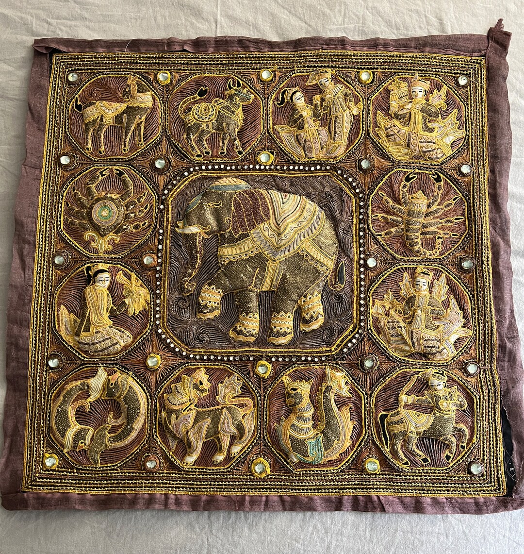 Antique Burmese Kalaga Embroidered Tapestry Mythological Theme - Etsy