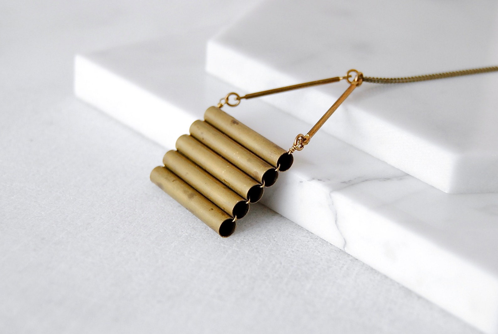 Modern Ladder Necklace Statement Jewelry Geometric Brass | Etsy