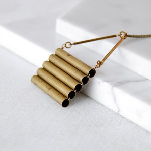 Modern Ladder Necklace | Statement Jewelry | Geometric Brass Tube ...