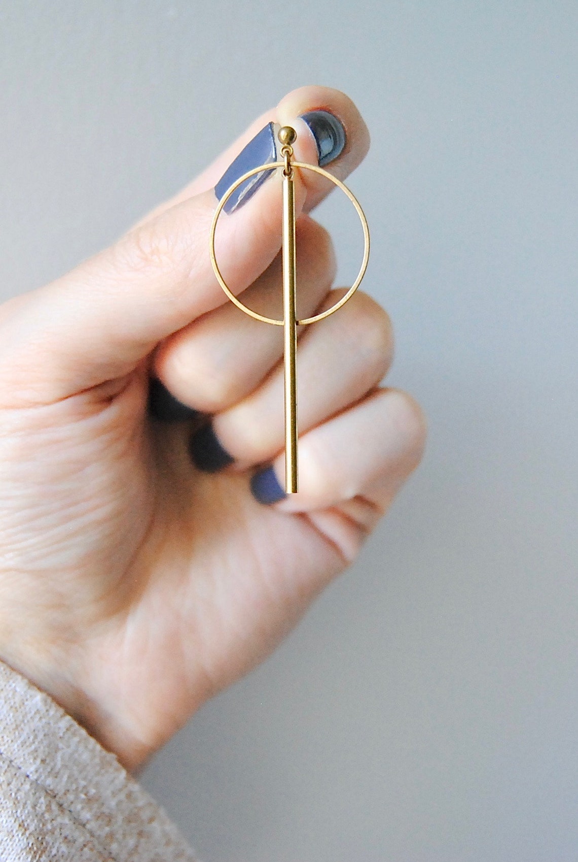 Circle and Bar Earrings Simple and Minimal Stud Dangles - Etsy