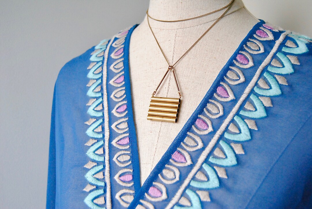 Modern Ladder Necklace | Statement Jewelry | Geometric Brass Tube ...