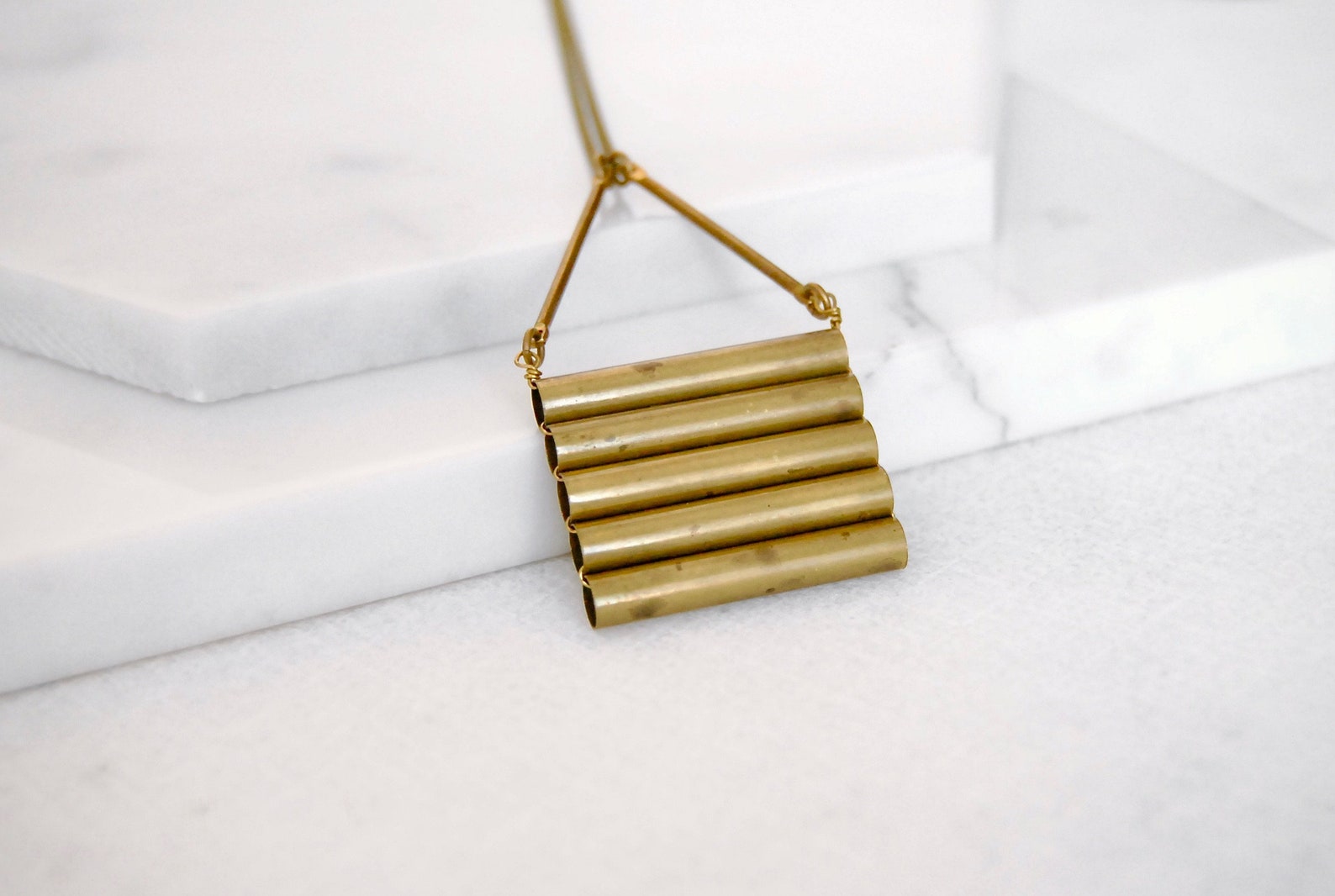 Modern Ladder Necklace Statement Jewelry Geometric Brass | Etsy