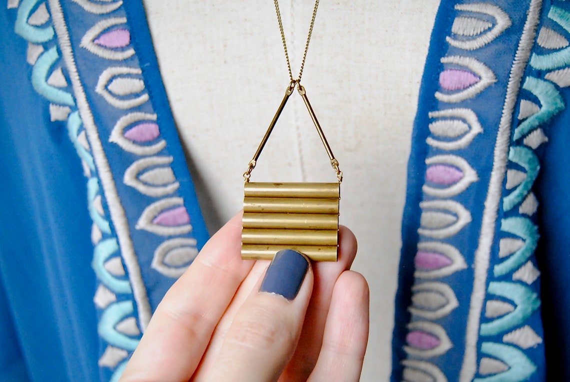 Modern Ladder Necklace Statement Jewelry Geometric Brass | Etsy