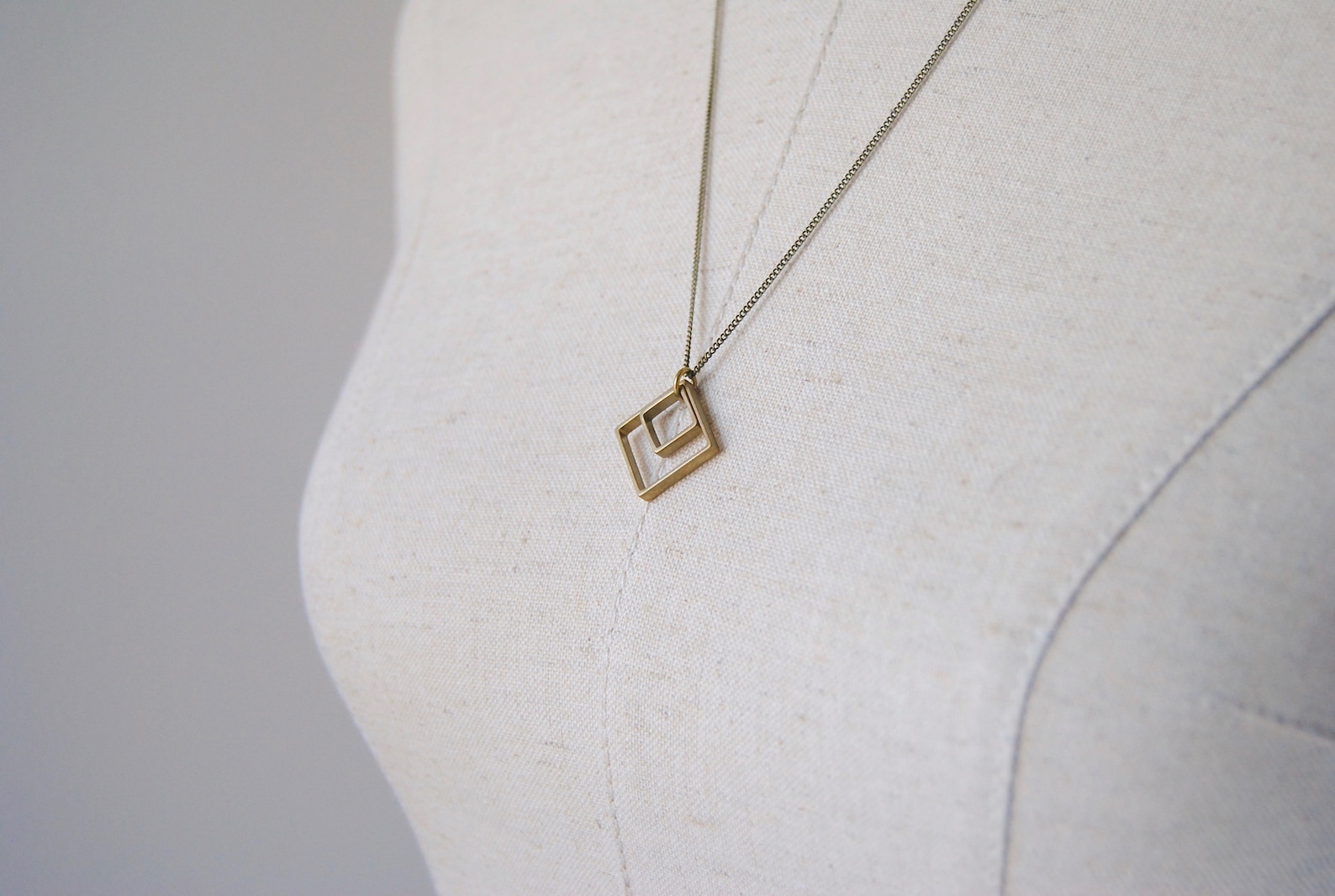 Paired Squares Necklace Minimal Geometric Jewelry Everyday | Etsy