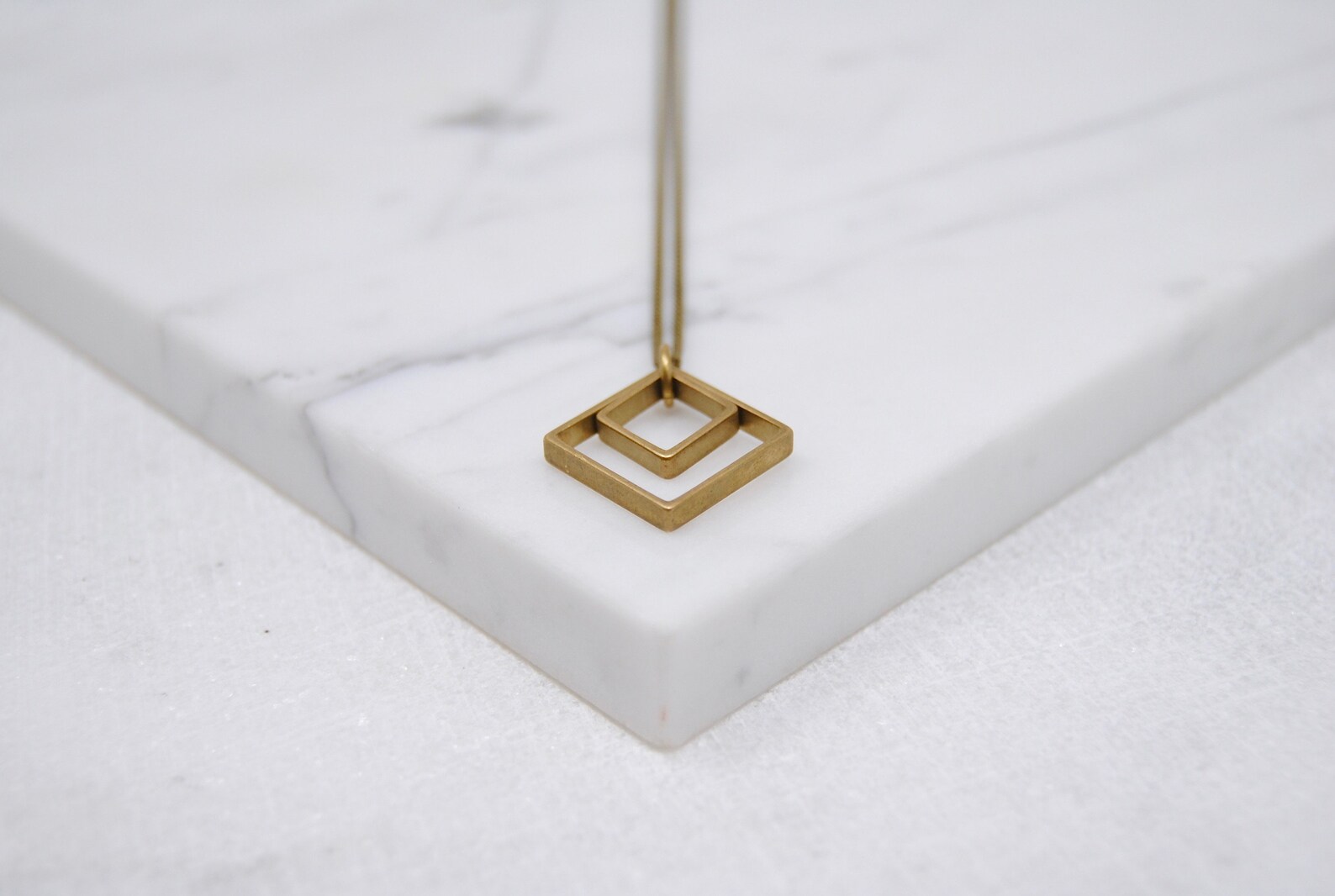 Paired Squares Necklace Minimal Geometric Jewelry Everyday - Etsy
