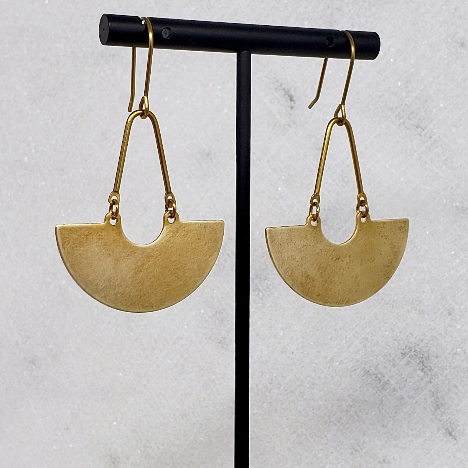 Modern Crescent Earrings | Minimal Brass Arc Dangles | Boho Jewelry - Etsy
