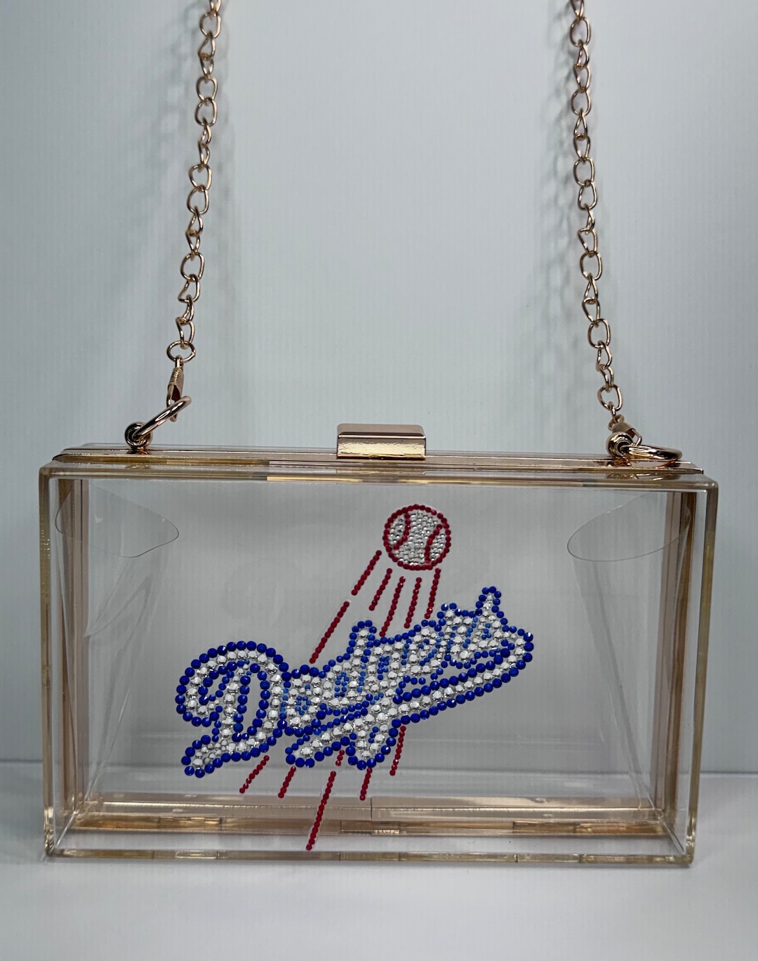 Custom Bedazzled LA Dodgers Acrylic Clutch Crossbody Bag Purse Bling ...