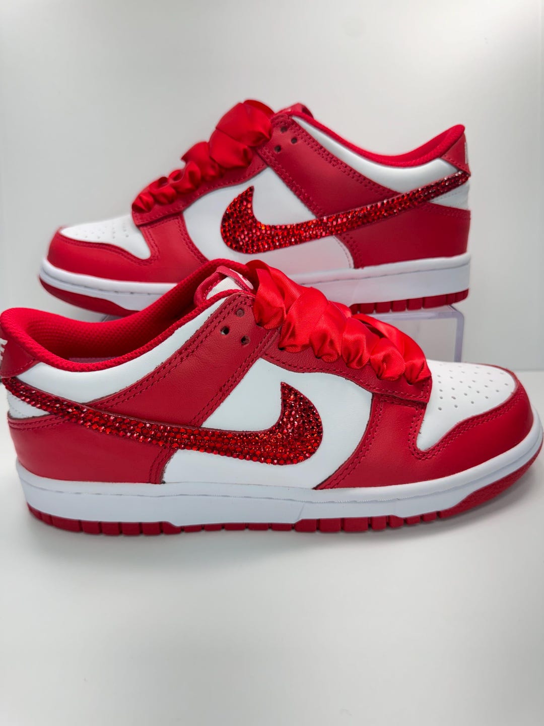 Custom Nike Red White Dunks Bedazzled Bling Rhinestone Sneakers ...