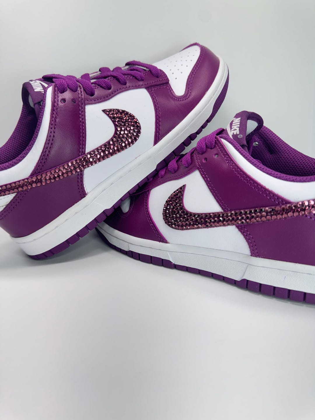 Nike Purple Dunks Bedazzled Bling Rhinestone Sneakers Embellished ...