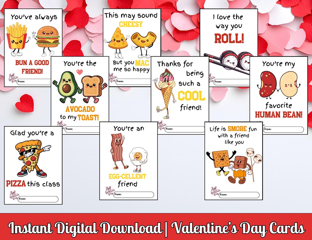 Food Pun Valentine's Day Cards | Printable Valentine's Day Gift Tag ...