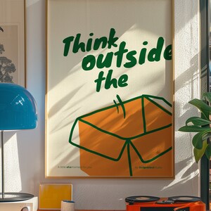 Think Outside the Box Retro Printable Wall Art | Digital Poster ...