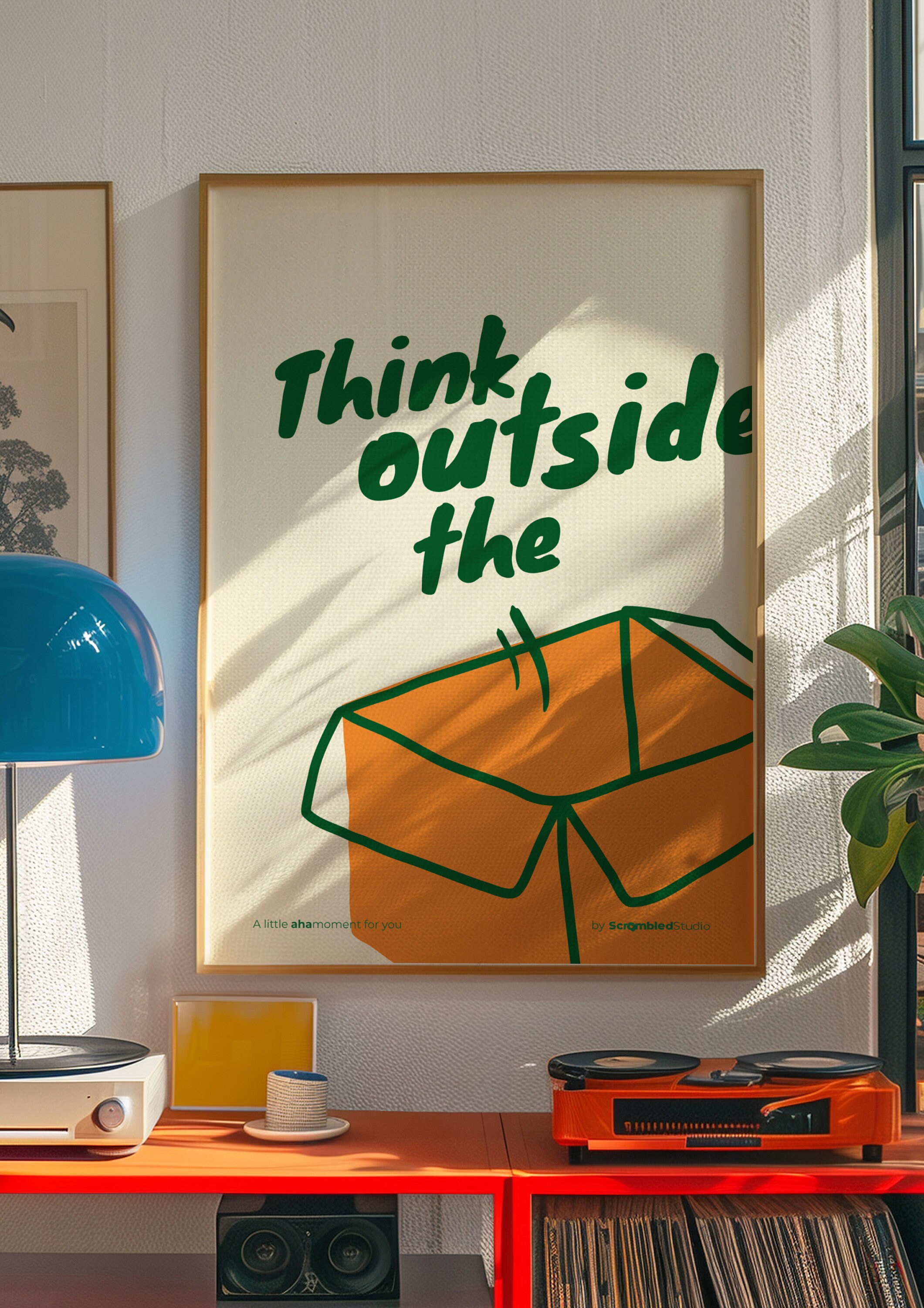 Think Outside the Box Retro Printable Wall Art | Digital Poster ...