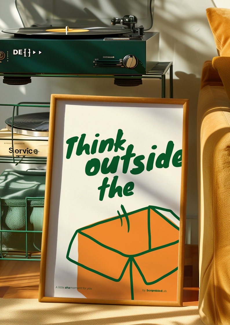 Think Outside the Box Retro Printable Wall Art | Digital Poster ...