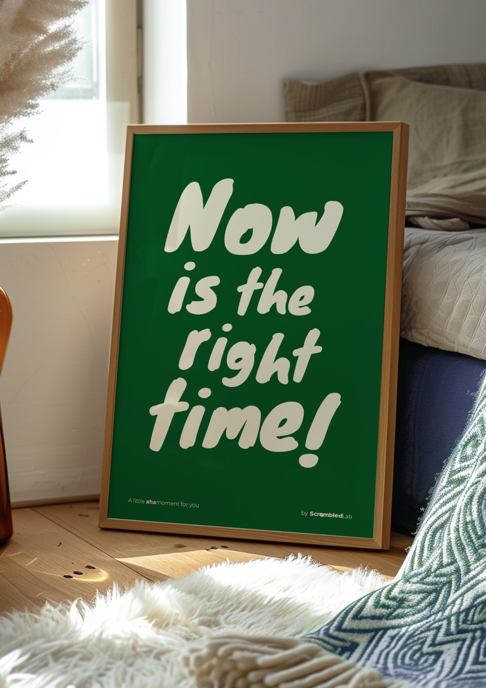 Now is the Right Time Print: Green Motivational Poster (digital ...