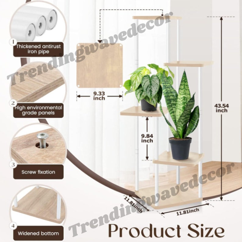 4 Tier Wood and Metal Plant Stand | Plant Shelves | Indoor Planter ...