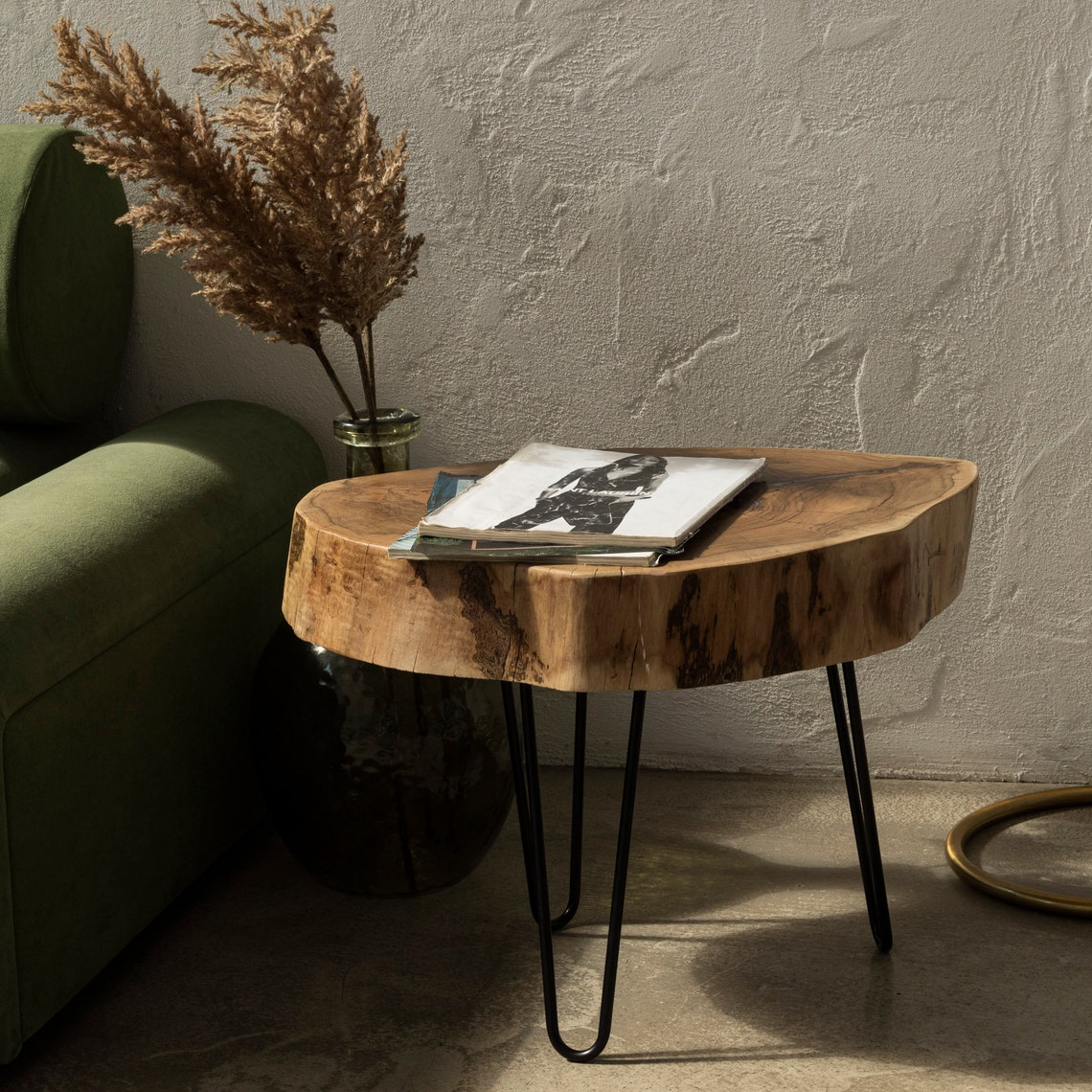 Natural Wood Side Table, Handmade Furniture, Home Decor, Round Coffee ...