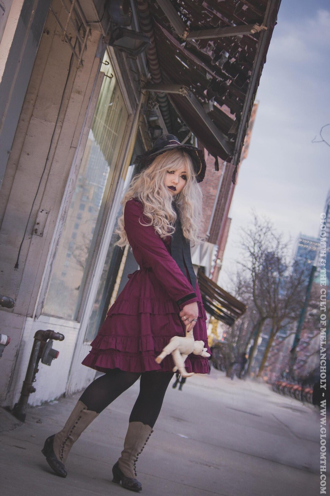 Gloomth Wine Red Victorian Mourning Dress Sizes S to 6XL Available and ...