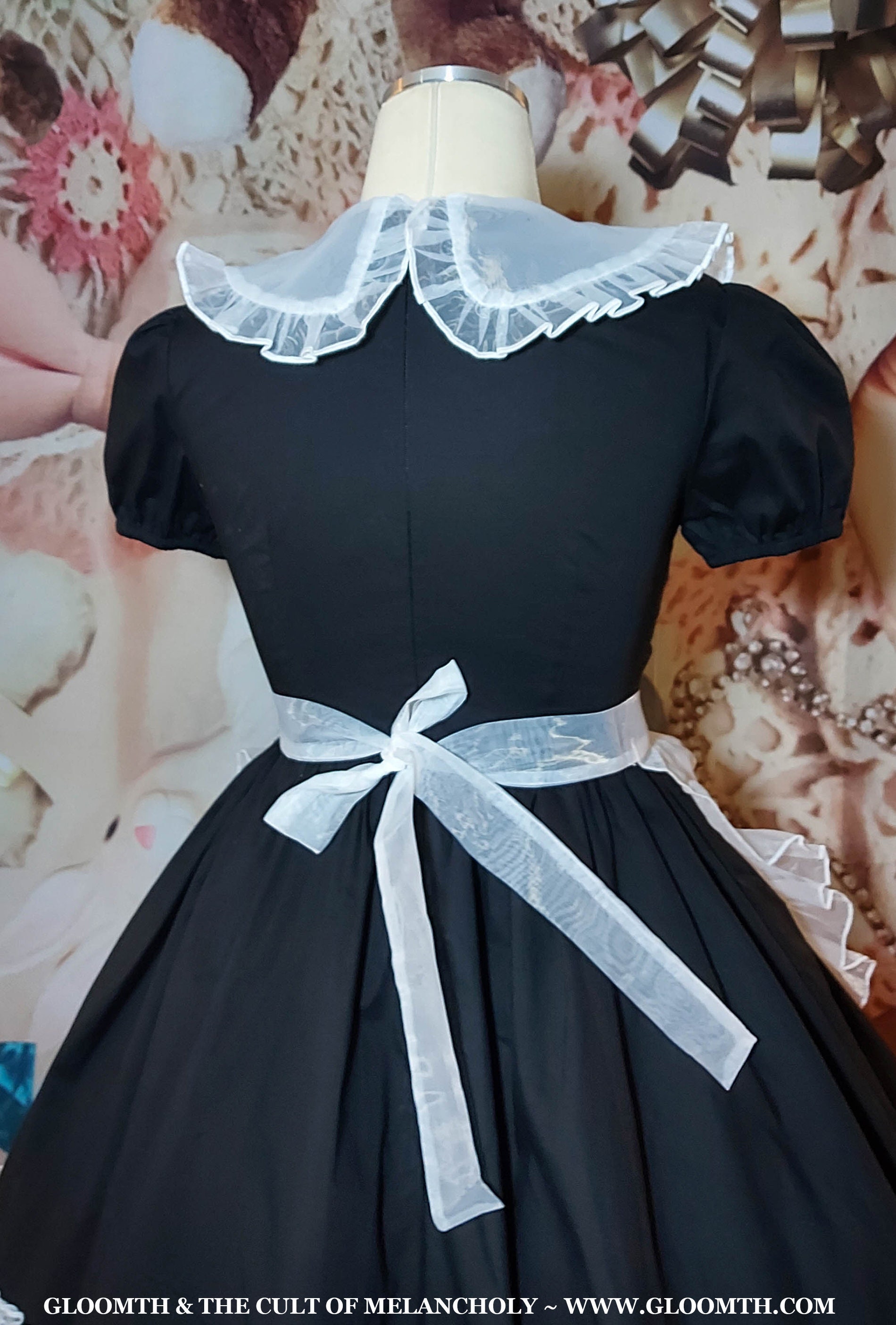 Gloomth Black White Maid Dress Outfit With Sheer Apron With - Etsy