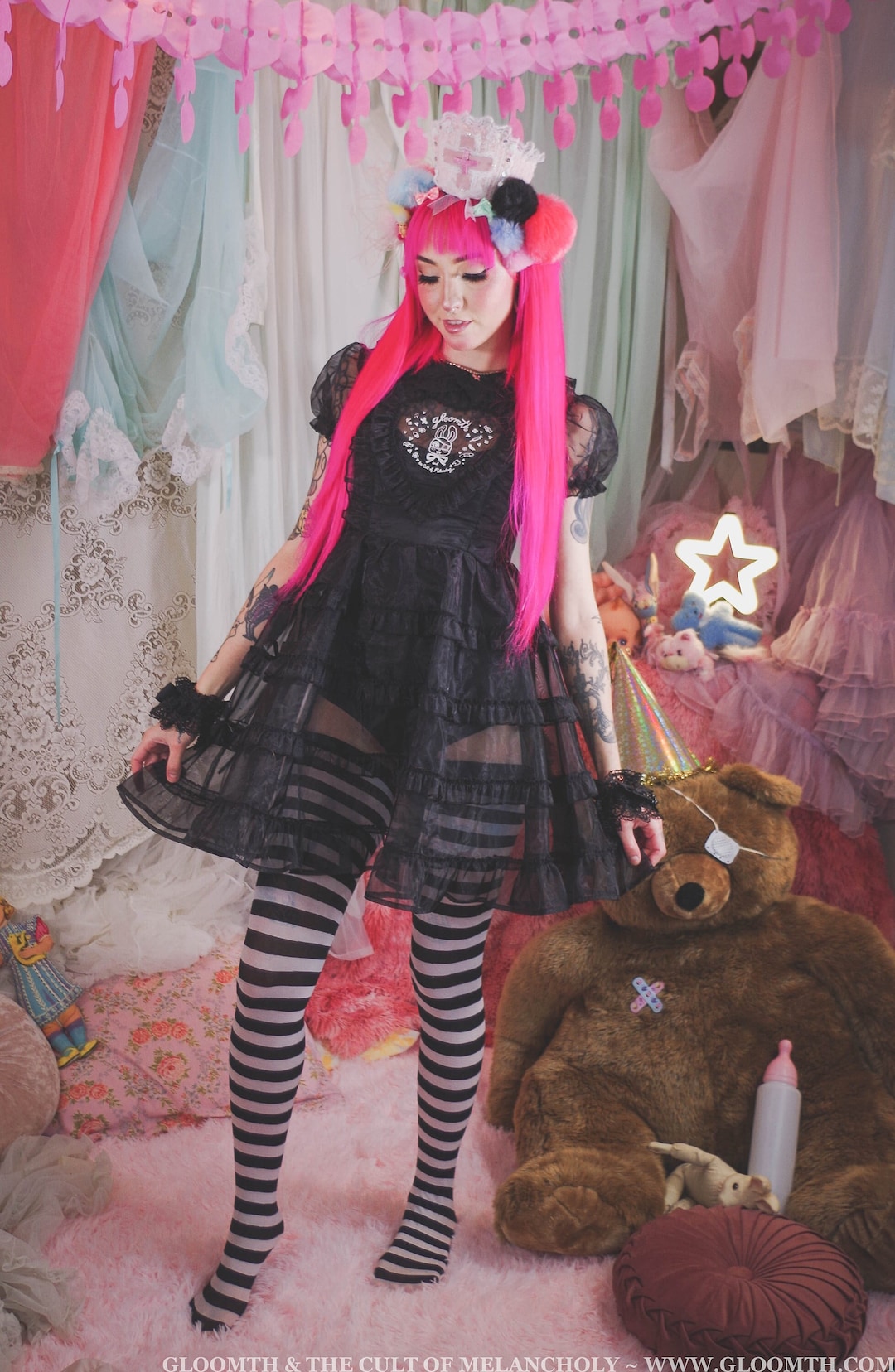 Gloomth Licorice Sheer Babydoll Gothic Dress Sizes S to 5XL - Etsy