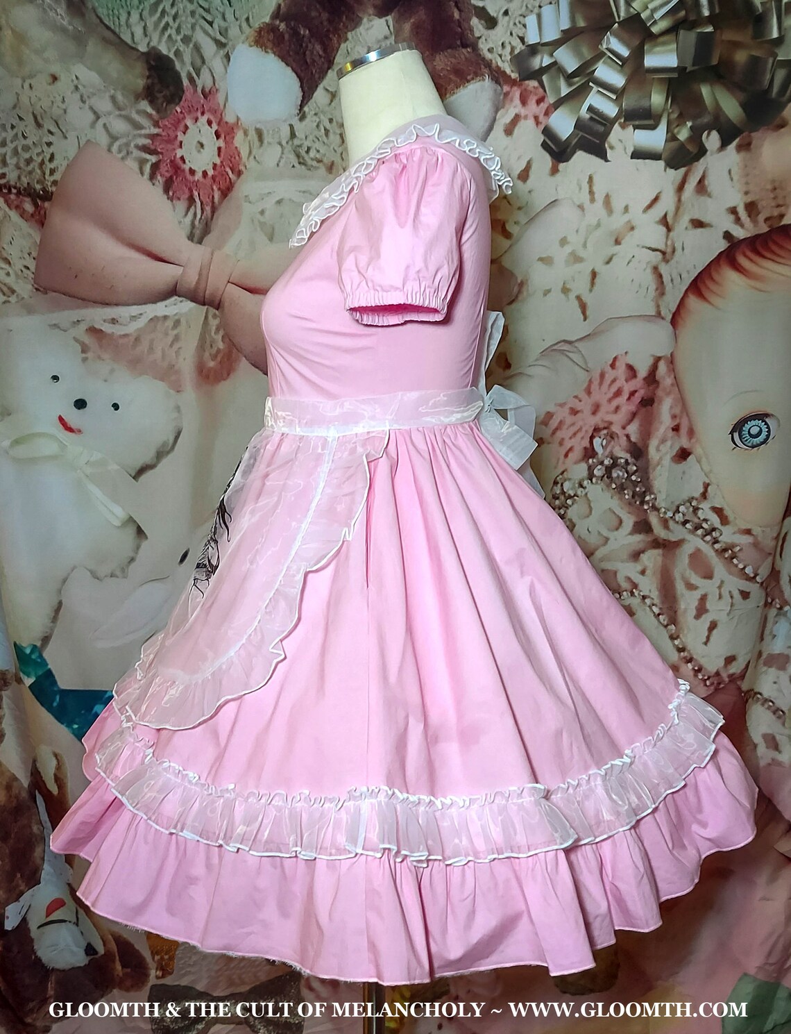 Gloomth Limited Edition Pink Maid Dress Outfit With Sheer - Etsy