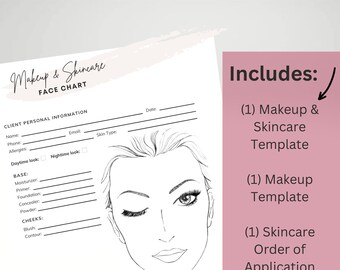 Makeup Artist Face Chart, Makeup Artist Form, Freelance Makeup Form ...