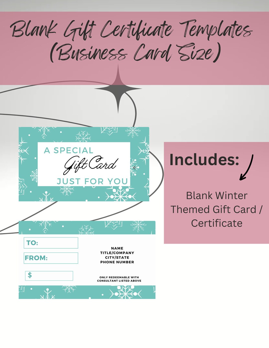 Winter Gift Card, Blank Gift Certificates CANVA Template - Etsy