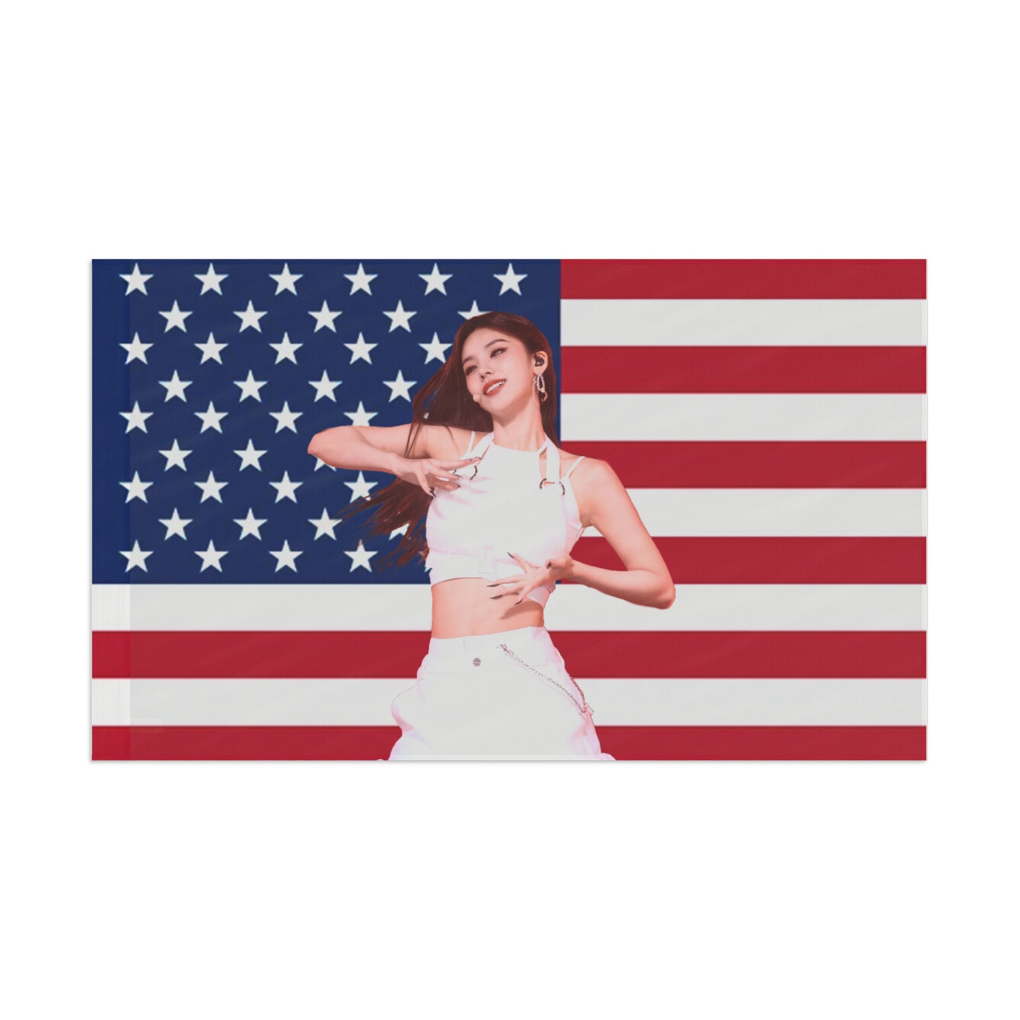 ITZY YEJI White Outfit Banner, YEJI American Flag Tapestry, Yeji Merch ...