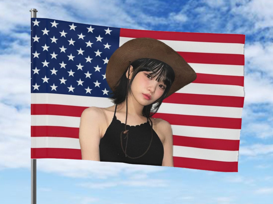 Le Sserafim Chaewon Cowgirl Flag Banner, Chaewon American Tapestry, Le ...