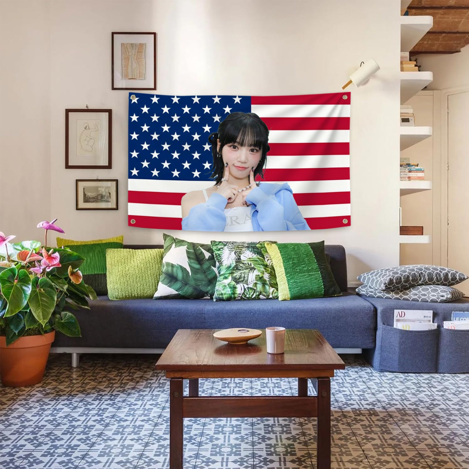 Chaewon Lesserafim Pupu Flag Banner, Chaewon American Tapestry, Chaewon ...