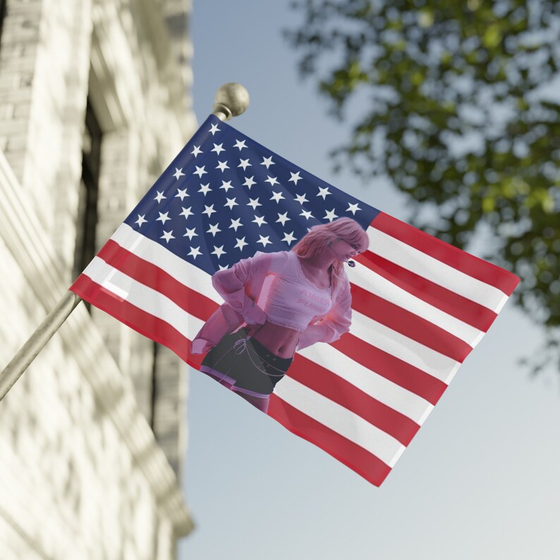 Chaewon Lesserafim Serious Pink Jacket Flag Banner, Chaewon American ...