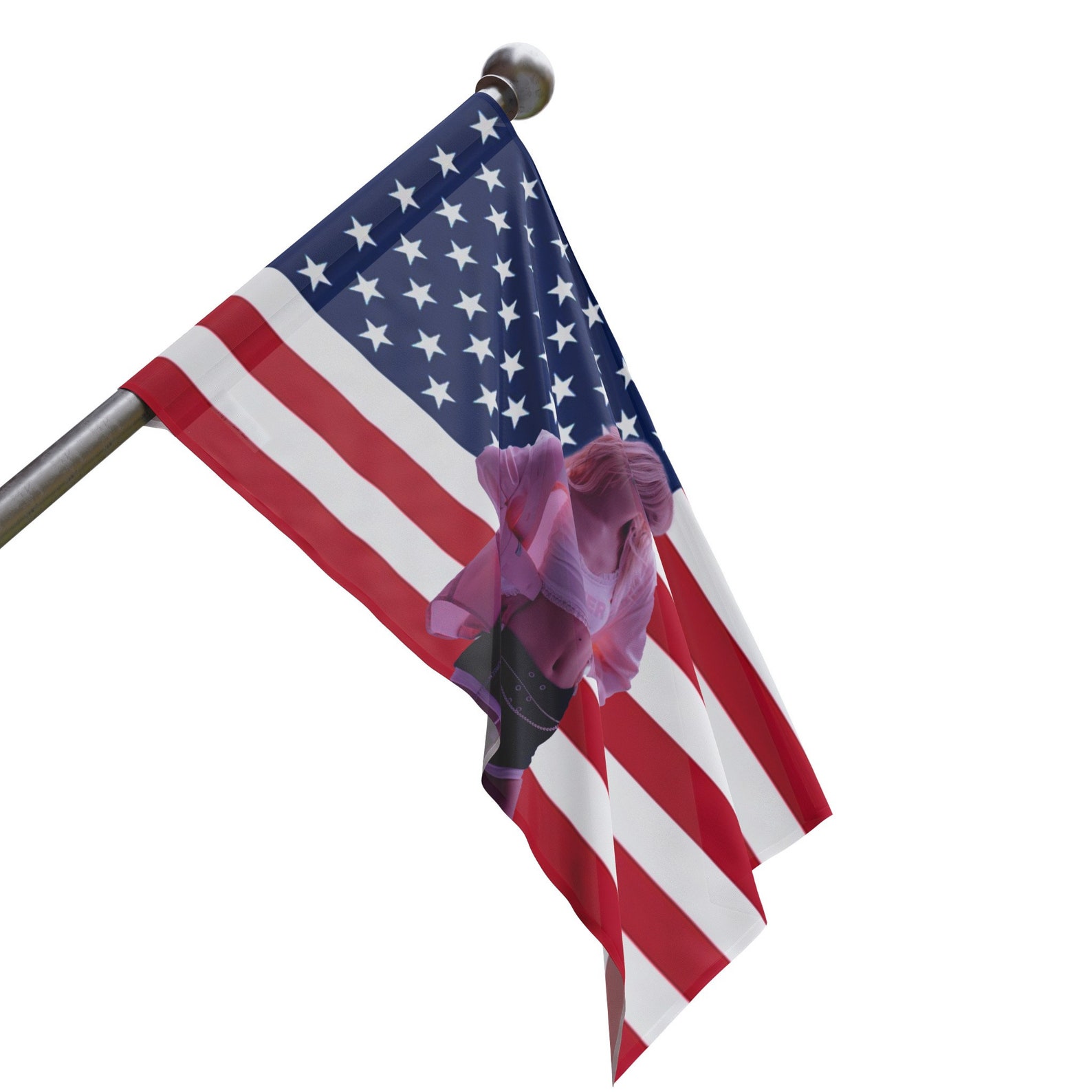 Chaewon Lesserafim Serious Pink Jacket Flag Banner, Chaewon American ...