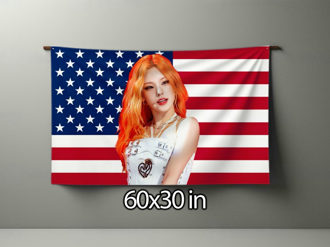 Yeji Itzy Reg Glow Flag Banner, Yeji American Flag Tapestry, Yeji Merch ...