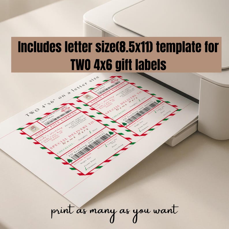 Editable Santa Shipping Label Template | North Pole Mail (canva) - Etsy