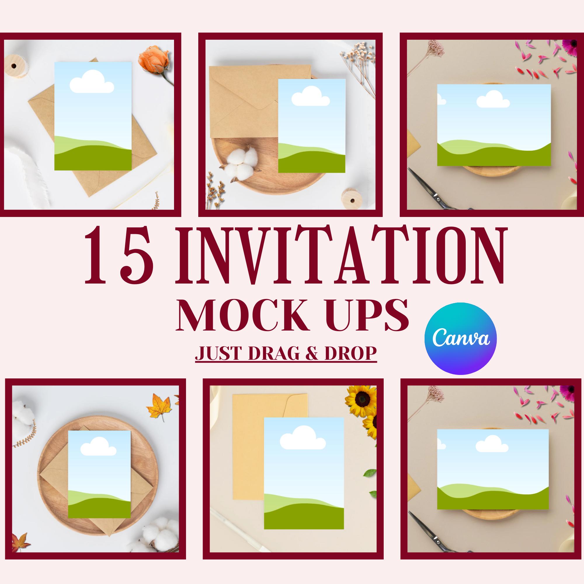 Easy Drag & Drop Invitation Mock Ups. Canva Templates for Invitation ...