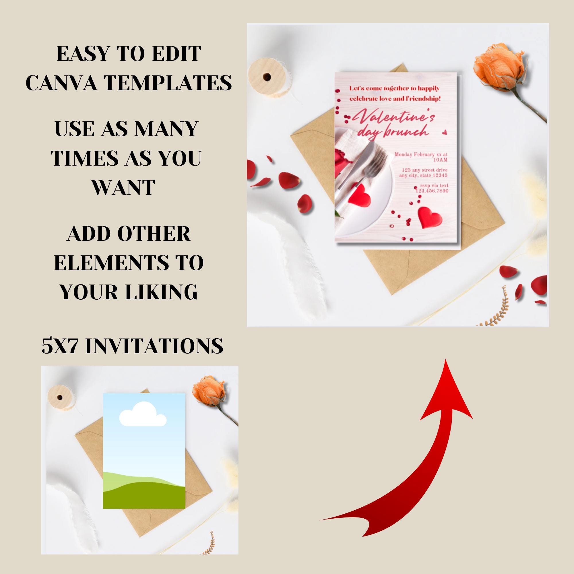 Easy Drag & Drop Invitation Mock Ups. Canva Templates for Invitation ...