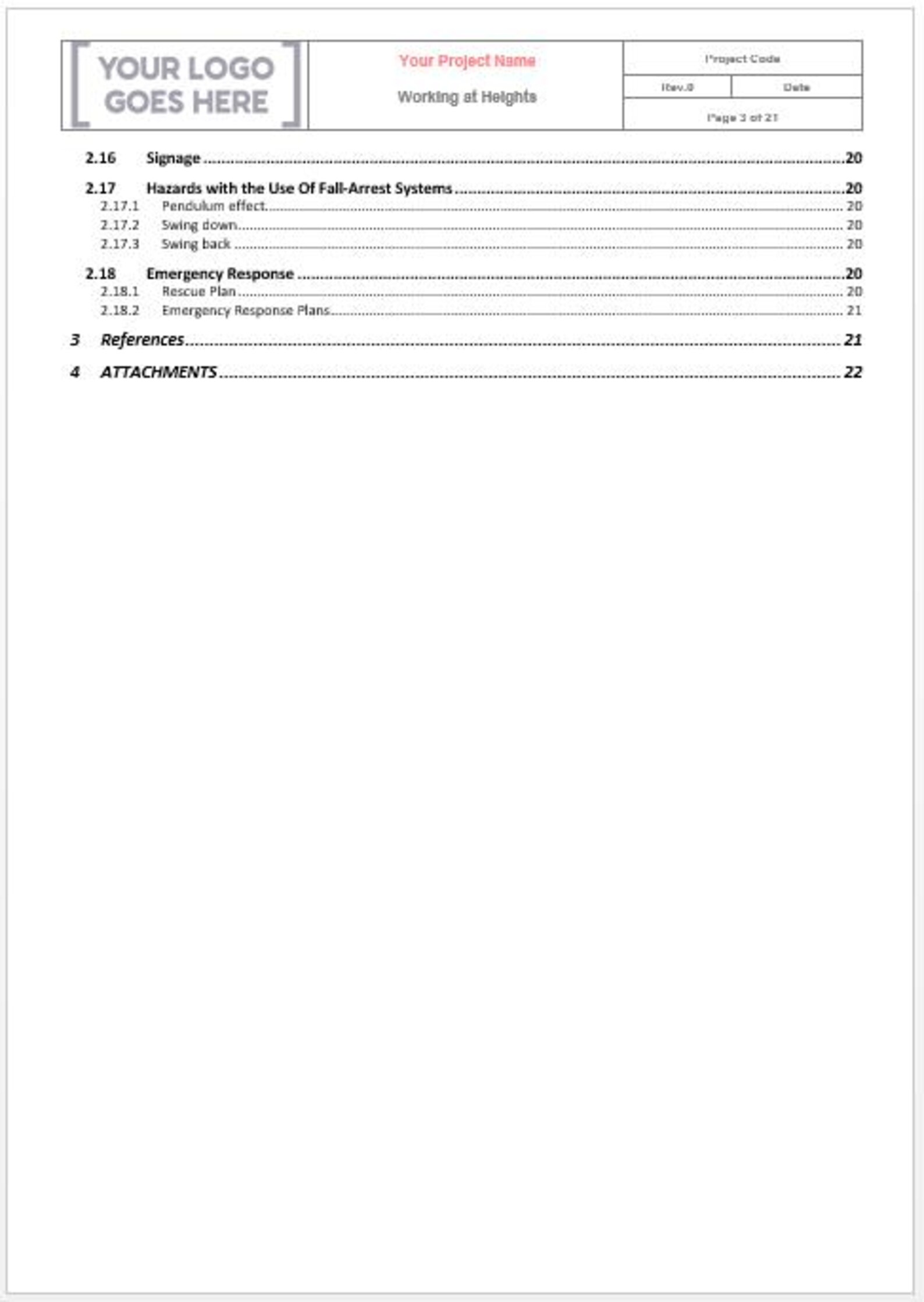 Working at Heights Safety Procedure Template | Workplace Compliance ...