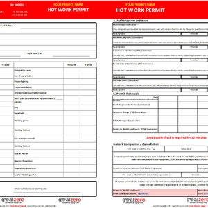 PREMIUM Hot Work Permit: SINGLE Page A3 Site Logistics Form - Etsy ...