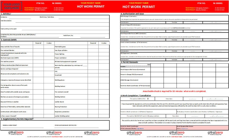 Fillable Hot Work Permit Template in Excel – Streamline Safety ...